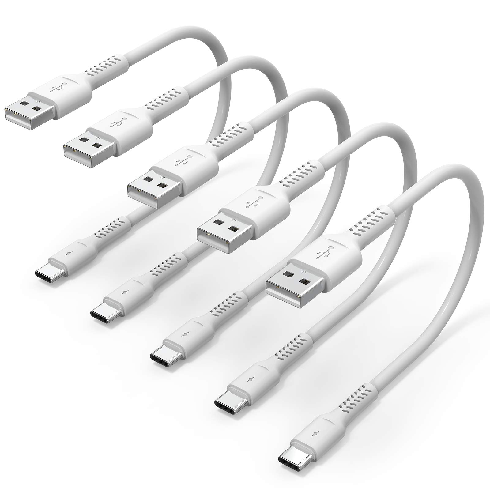 Short USB C Charging Cable 1ft, 5 Pack Durable USB A to USB Type C 3A Fast Charging Cord for Charging Station, Compatible with Samsung Galaxy Note S10 S20 S30 OnePlus 7T 8T Pixel 4 5 LG V30 V20 V40