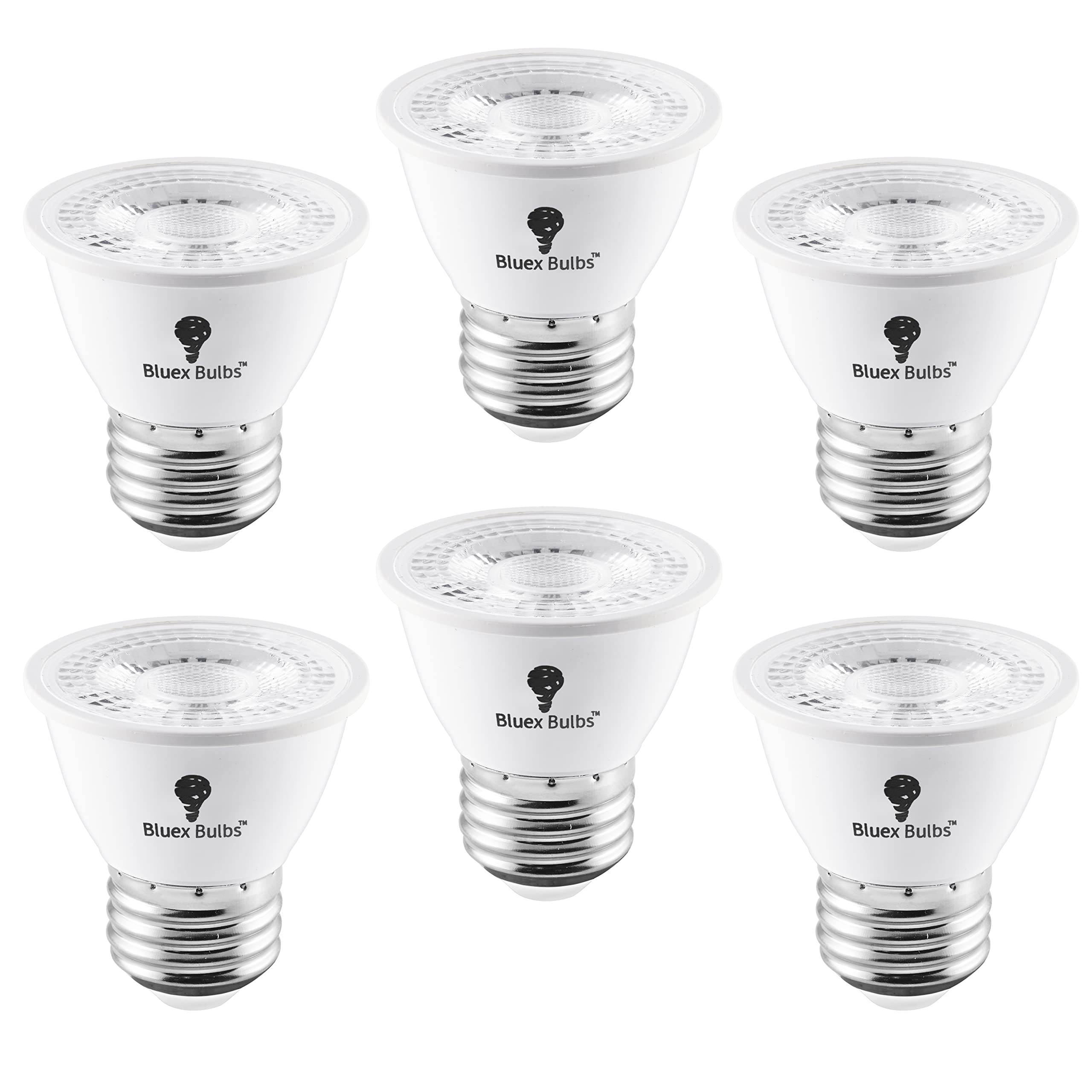 6 Pack PAR16 LED Bulb Short Neck 7W - 75 Watt Equivalent 500 Lumens E26 3000K Warm White Dimmable LED Curio Cabinet Light Bulb Mini Light Bulbs, Short Light Bulbs, Flood Light PAR16 LED Spotlight Bulb