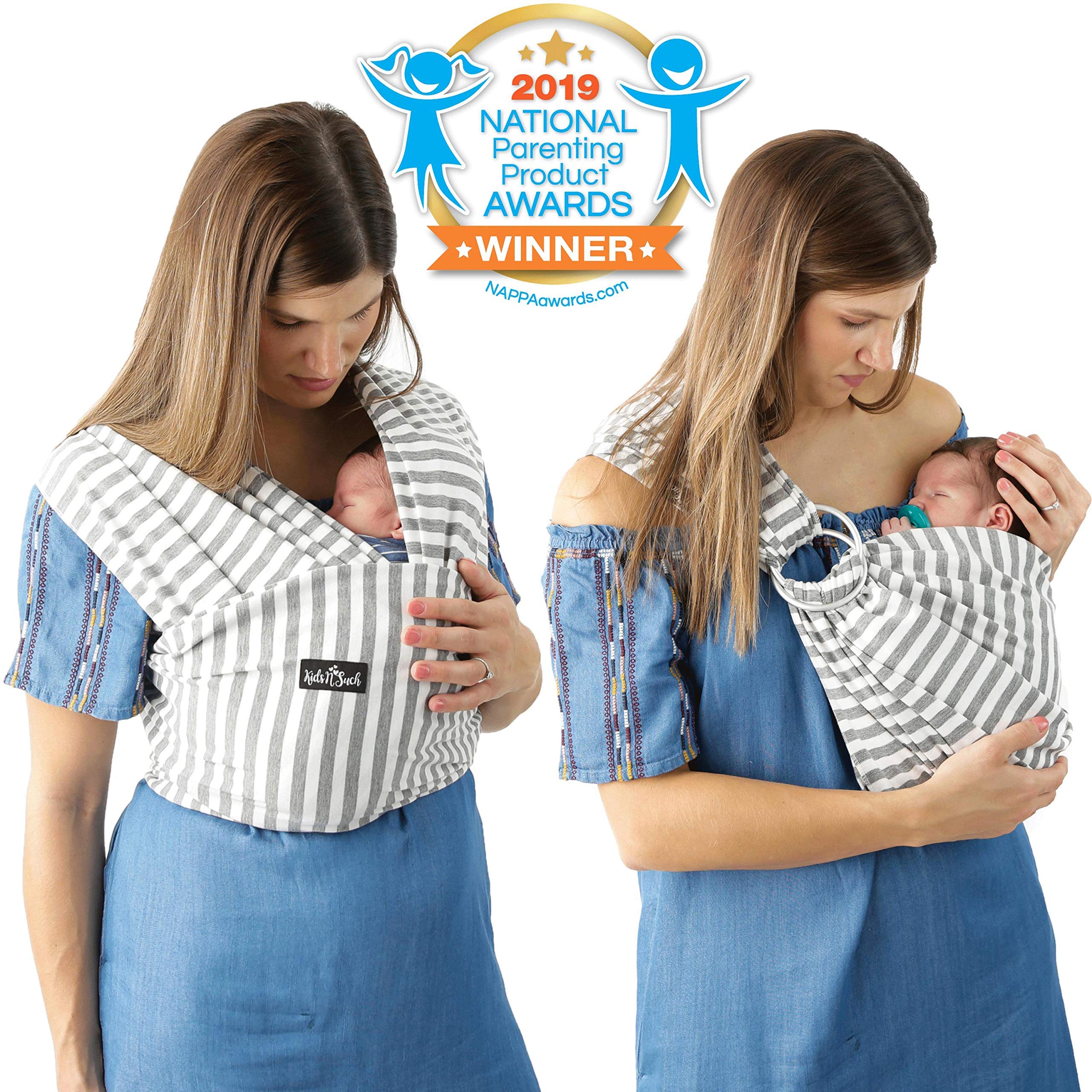 4 in 1 Baby Wrap Carrier and Nursing Cover Arrow Bundle - Ring Sling- Charcoal Grey Cotton