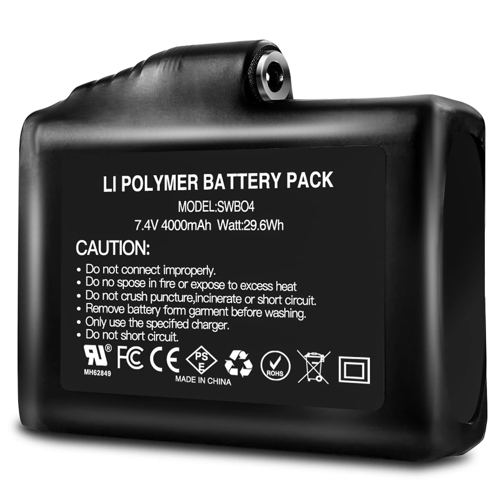 J JINPEI Replacement Battery Rechargeable Lithium Polymer Batteries for Heated Gloves Socks Jacket Clothes Li-ion Battery (4000mah/1PCS)