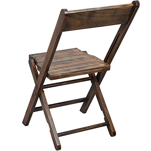 EMMA + OLIVER Slatted Wood Folding Wedding Chair - Event Chair - Antique Black, Set of 2