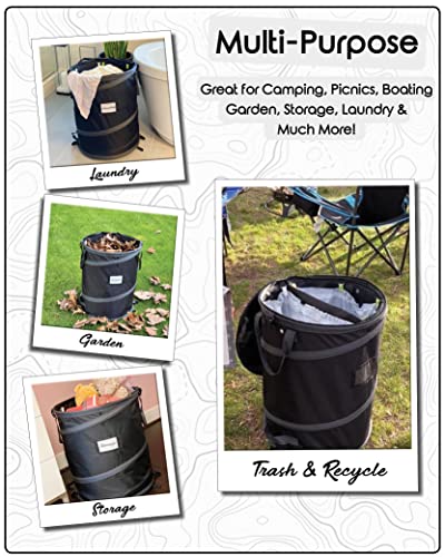 Trailersphere Collapsible Bin Trash & Recycle / Utility, Gone Camping Collection, Perfect for Camping, Laundry, Storage and Garden, Waterproof and Tear Resistance, Trash and/or Recycle