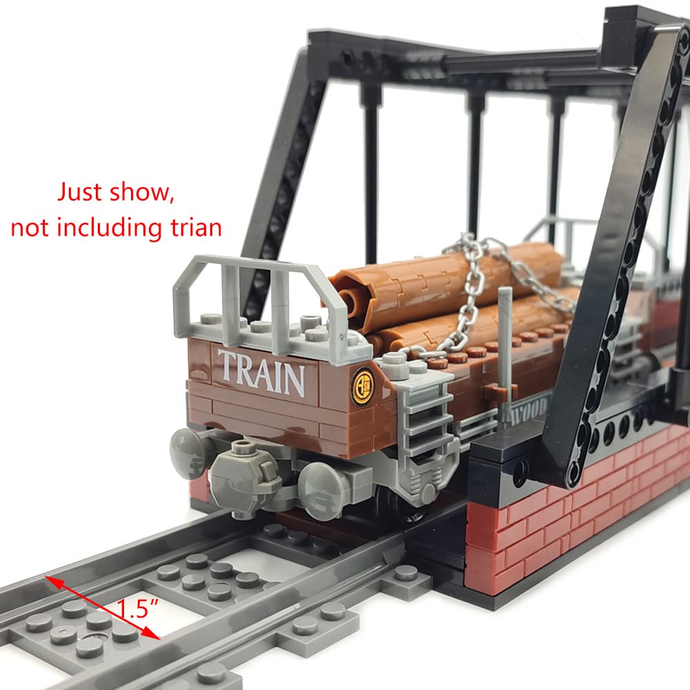 Classic Train Building Bridge City Passenger Express Train Tracks Toys Accessories Railroad Construction Building Block Compatible with Major Brand (Black Bridge)