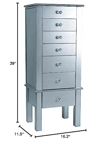 Alveare Home Helena Standing Jewelry Armoire, Silver