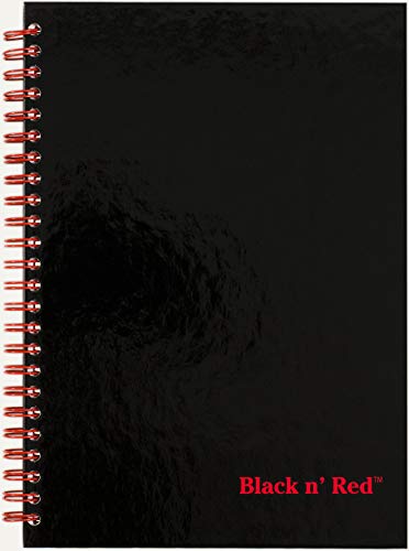 Black n' Red Twin Spiral Hardcover Notebook, Medium, Black/Red, 70 Ruled Sheets, Pack of 6 (L67000)