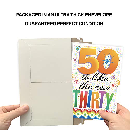 Happy 50th Birthday Card | Made in America | Eco-Friendly | Thick Card Stock with Premium Envelope 5in x 7.75in | Packaged in Protective Mailer | Prime Greetings