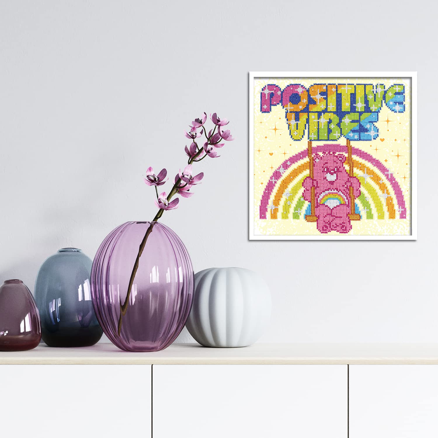 Camelot Dotz Diamond Art Kit 12.6"X12.6"-Care Bears, CB Positive Vibes Multi