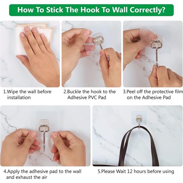 8pcs Large Adhesive Hooks For Hanging 25Ib(Max),Waterproof And Rustproof Wall Hooks For Hanging Heavy Duty,Self Adhesive Hooks Ceiling,Shower Key Hooks,No Damage,No Nail Sticky Wall Hooks For Kitchen