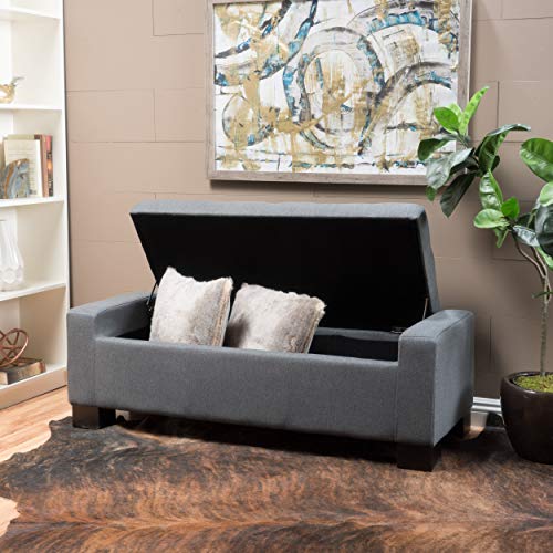 Christopher Knight Home Guernsey Fabric Storage Ottoman, Charcoal