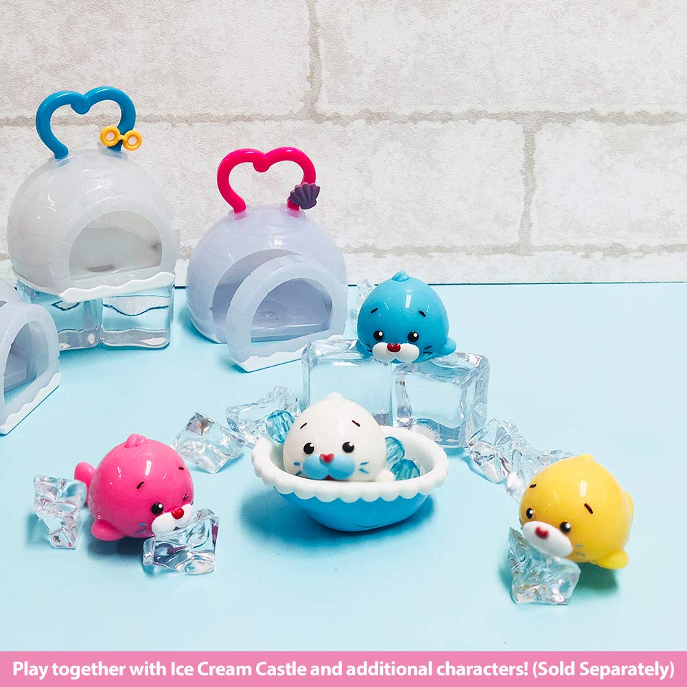 TOYTRON Baby Seal Harp, Harp and Friends, Ice Cream Castle, Battery Operated Interactive Playset Toy with Various Light and Sound Effects - 3 Years and up