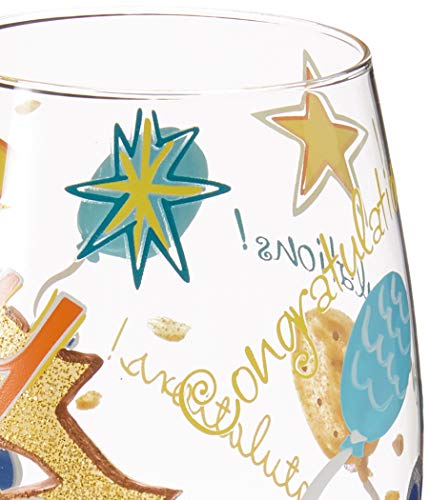 Enesco Lolita Happy Retirement Artisan Painted Wine Glass Gift, Multicolor, 1 Count (Pack of 1)