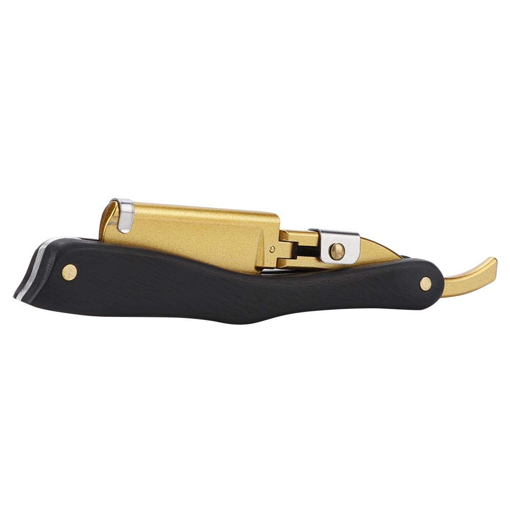 Lightweight Wooden Handle Straight Barber Razor, Classic Multi-Functional Barber Shaver, for Hair Salon Baber Shop(black)
