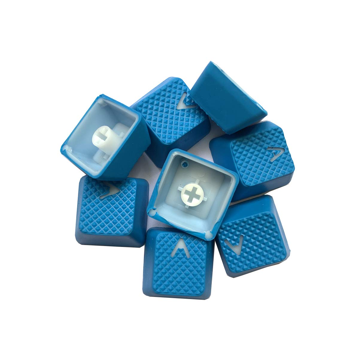 Tai-Hao Rubber Gaming Backlit Keycaps Set - 8 Keys Rubberized DoubleShot Key Caps for Cherry MX Mechanical Keyboards Compatible OEM Include Key Puller (Blue-8 Keys)