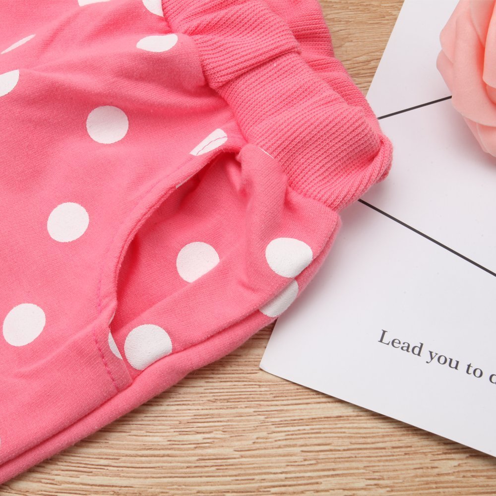 MH-Lucky Baby Girl Clothes Infant Outfits Set 2 Pieces Long Sleeved Tops + Pants (12-18 Months, Pink)