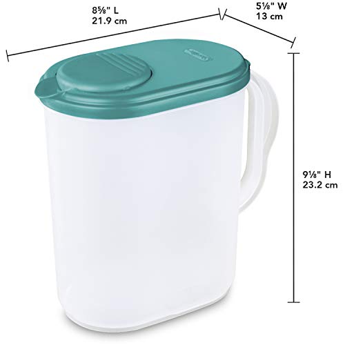 Tribello Pitcher with Lid 1 Gallon, Slim Clear Plastic Water Pitcher with Pivot-top Spout Lids, Iced Tea Pitcher for Fridge, Freezer/Dishwasher Safe, and BPA/Phthalate Free - Made in USA