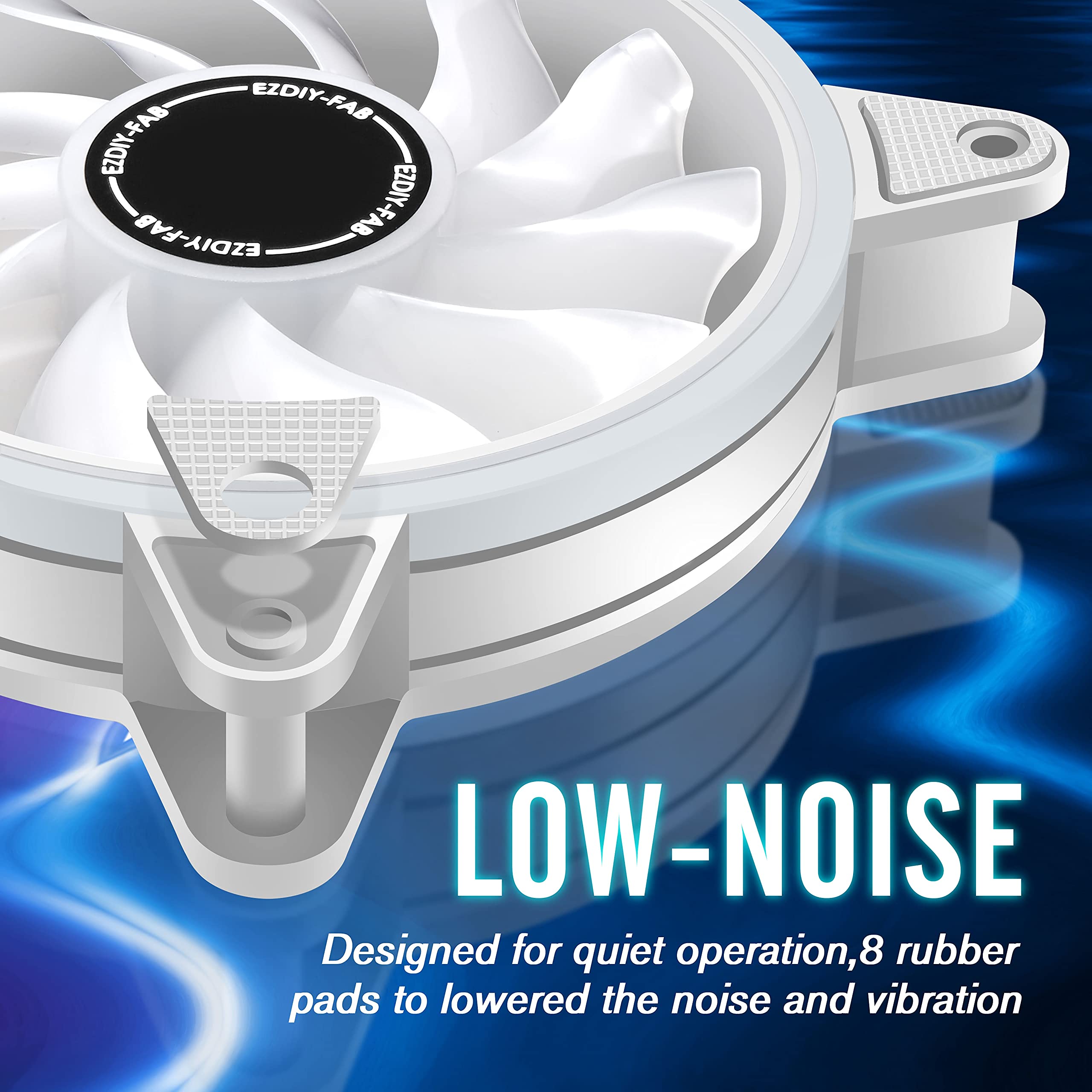 EZDIY-FAB White Moonlight 120mm RGB Case Fan with Fan Hub X and Remote,Motherboard Aura SYNC,Speed Control, ARGB Fan for PC , Desktop Case-6 Pack