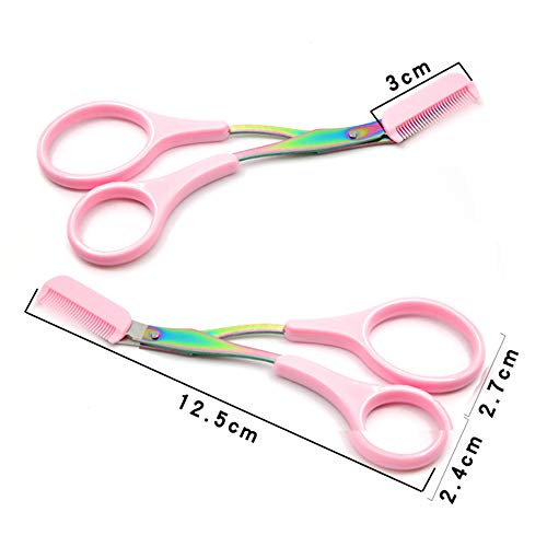 YITAQI Eyebrow Comb Scissors,Titanium Grooming Trimmer Makeup Tools Stainless Steel Eyelash Hair Clips Shaping Razor Hair Scissors Trimmer(Green)