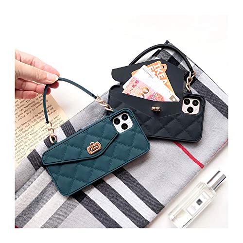 UnnFiko Wallet Case Compatible with iPhone 11, Cute Light Luxury Bag Design, Purse Flip Card Pouch Cover Soft Silicone Case with Handstrap Long Shoulder Strap (Black, iPhone 11)