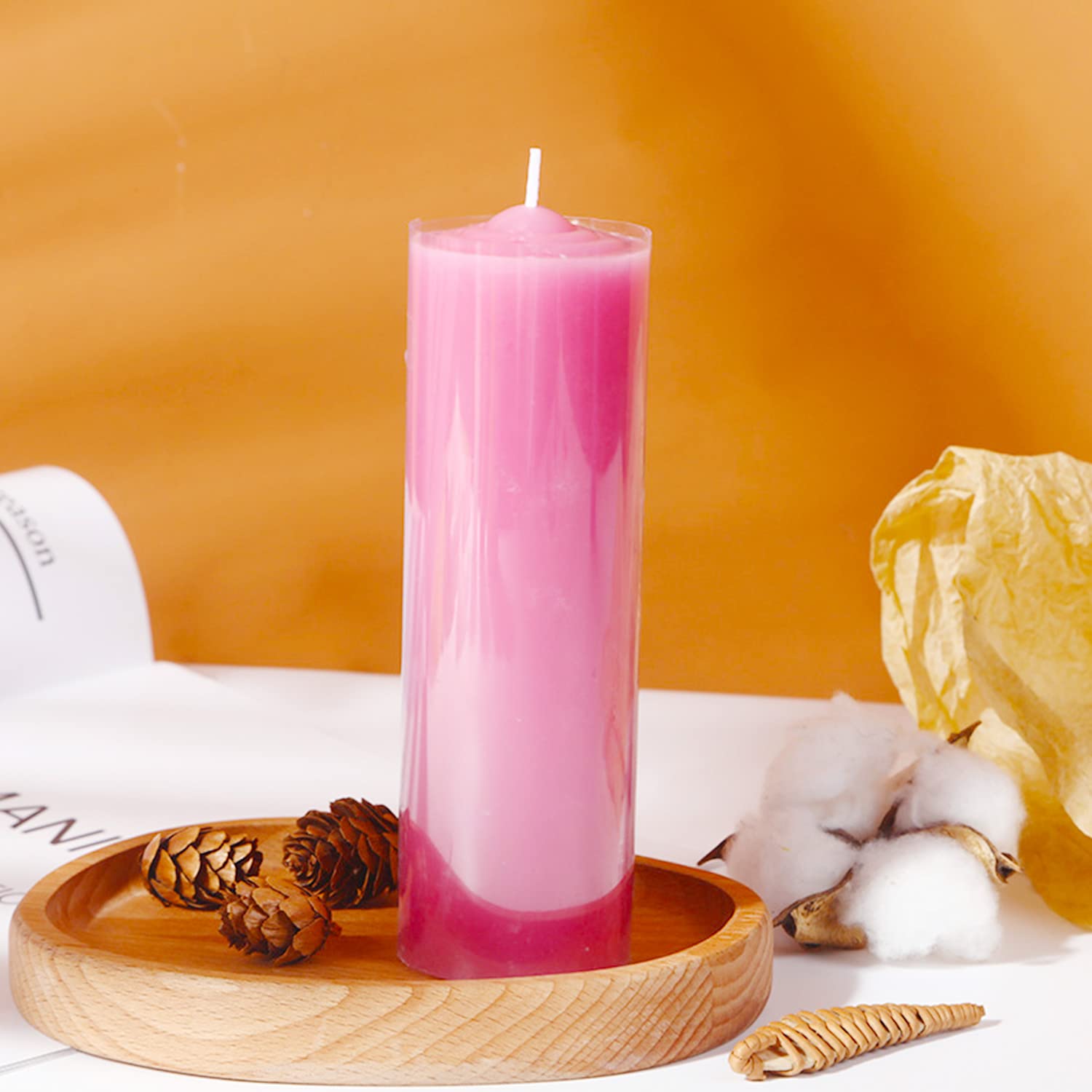 4 Pack 2 x 6 Inch Taper Pillar Candles Scented Pillar Candles for Home Restaurants Church Weddings Party Suppies,Pink