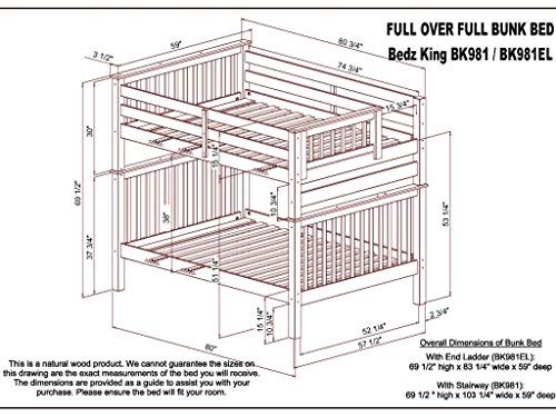 Bedz King Stairway Bunk Beds Full over Full with 4 Drawers in the Steps and 2 Under Bed Drawers, White