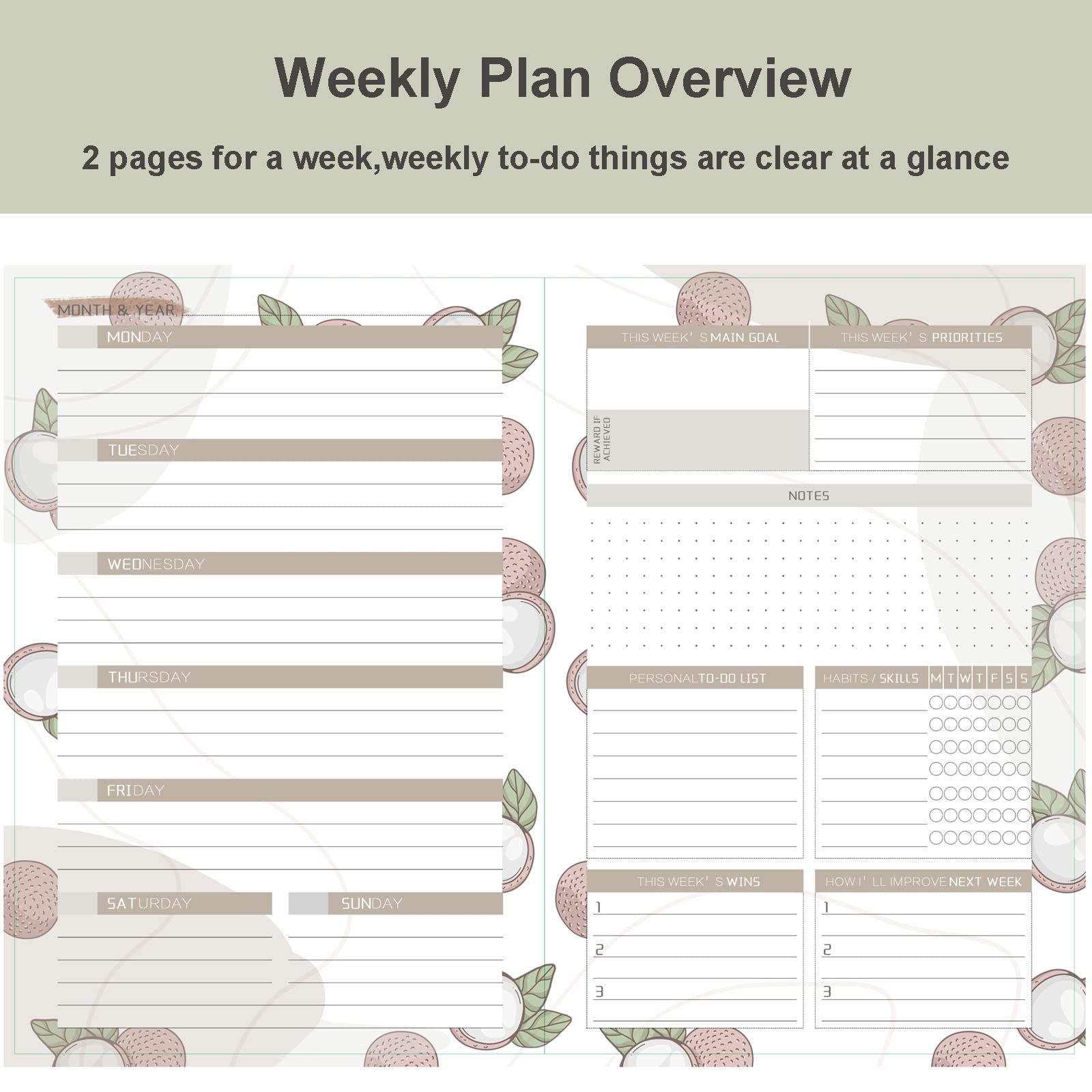 2024 Planner,12 Months Undated Monthly and Weekly Planners,Vegan PU Leather Hardcover A5 Agenda with Elastic Closure,Dotted Grid Pages,3 Bookmarks,Start Anytime - Green