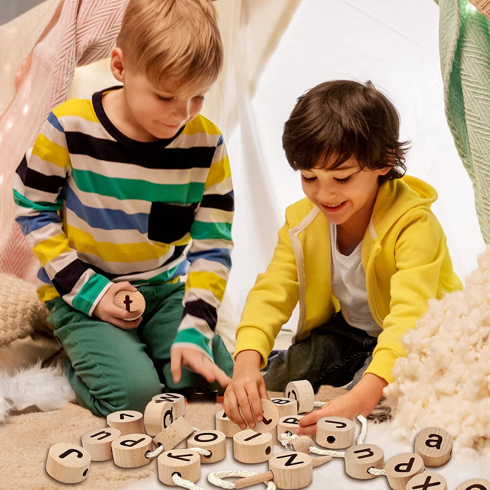 Play I Do Alphabet Lacing Beads for Toddlers - Lacing Toy to Develop Fine Motor Skills and Teach ABC