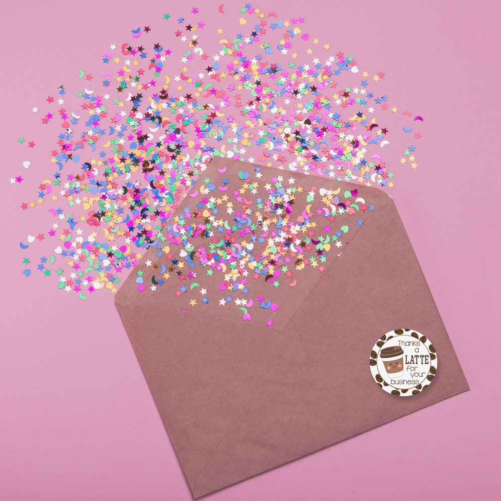 Thanks A Latte Coffee Themed Thank You Customer Appreciation Sticker Labels for Small Businesses, 60 1.5" Circle Stickers by AmandaCreation, Great for Envelopes, Postcards, Direct Mail, & More!