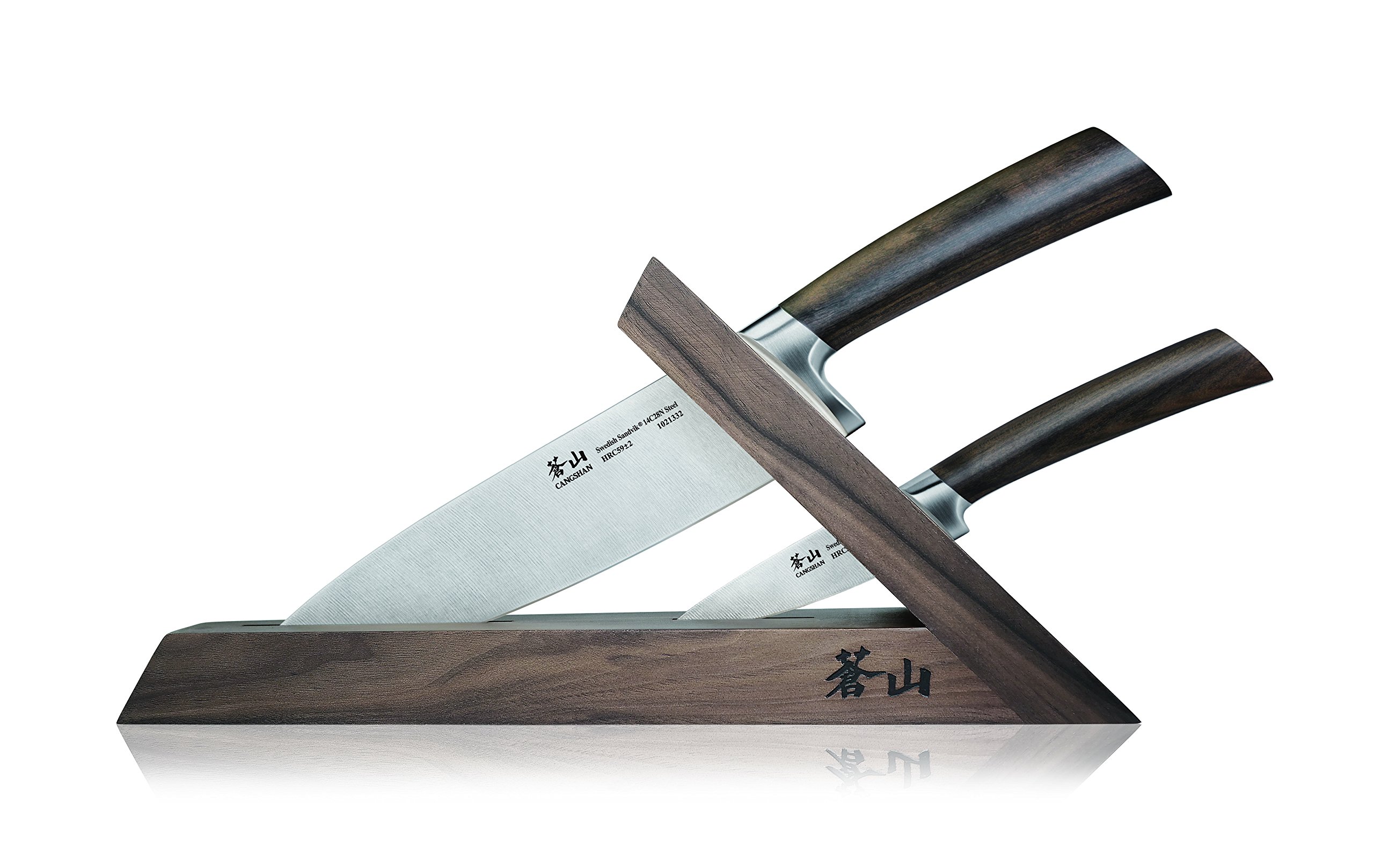 Cangshan TA Series 1021356 Swedish 14C28N Steel Forged 3-Piece TAI Knife Block Set, Walnut