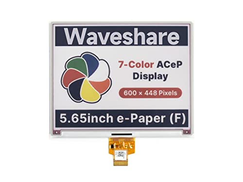 Waveshare 5.65inch Colorful E-Paper E-Ink Raw Display Compatible with Raspberry Pi 4B/3B+/3B/2B/B+/A+/Zero/Zero W/WH/Zero 2W Series Boards 600×448 Pixels ACeP 7-Color Without PCB