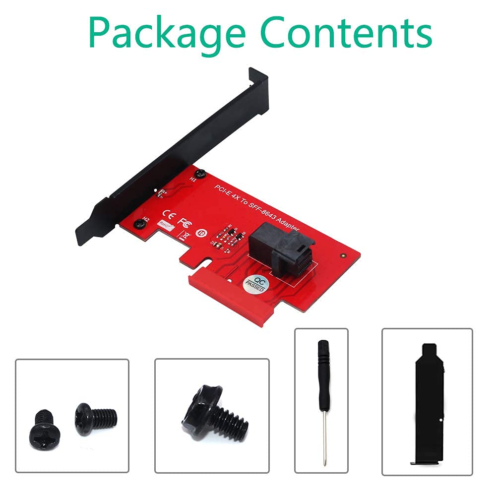 PCI Express 4.0 x4 Host Adapter Card with SFF-8643 Mini-SAS HD 36Pin Connector for U.2 (SFF-8639) PCIe-NVMe SSD - Support Intel 750 2.5-inch U.2 SFF SSD for Mining
