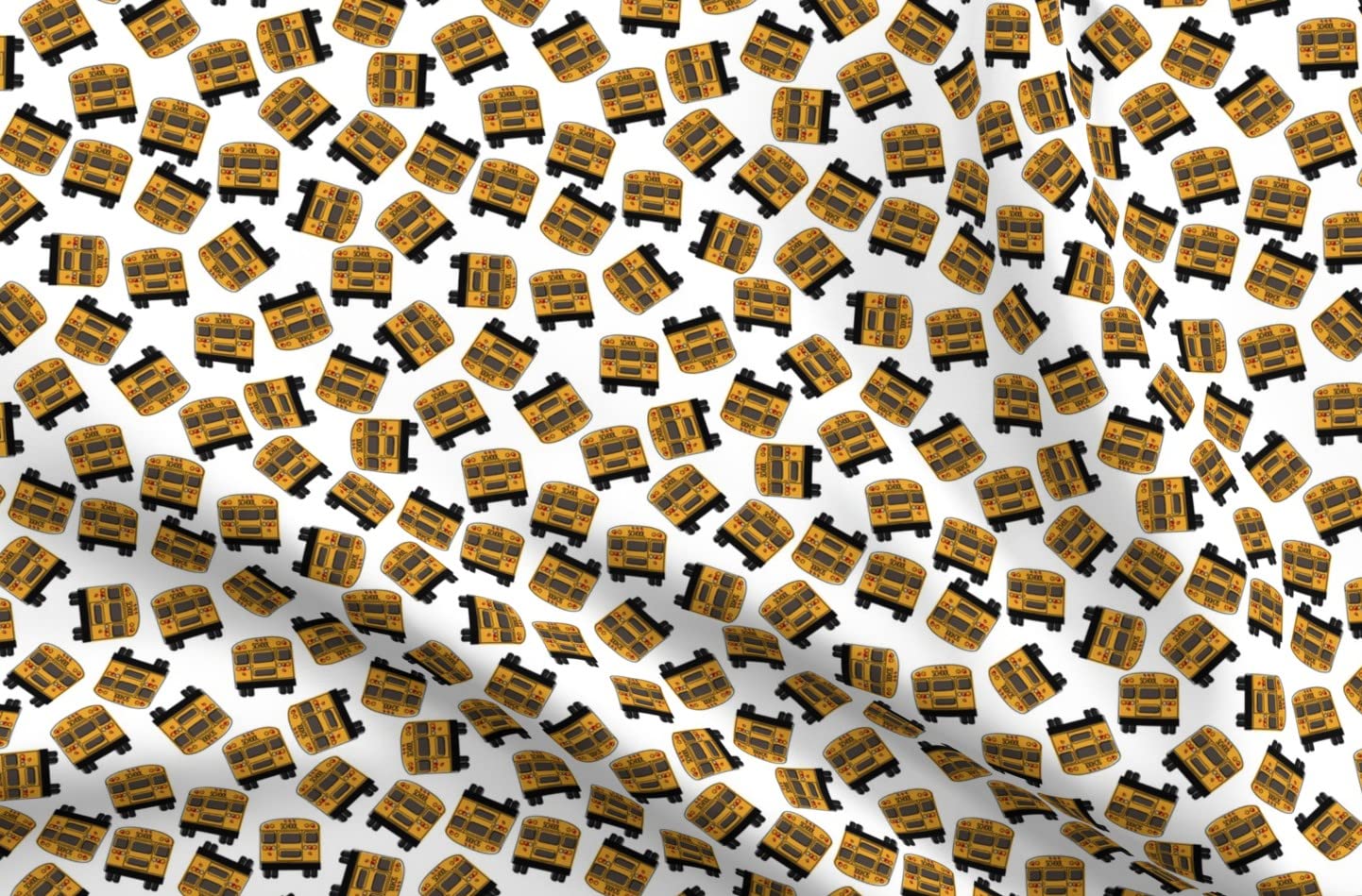 Spoonflower Fabric - Scattered School Bus Education Hand Drawn Teacher Printed on Petal Signature Cotton Fabric Fat Quarter - Sewing Quilting Apparel Crafts Decor