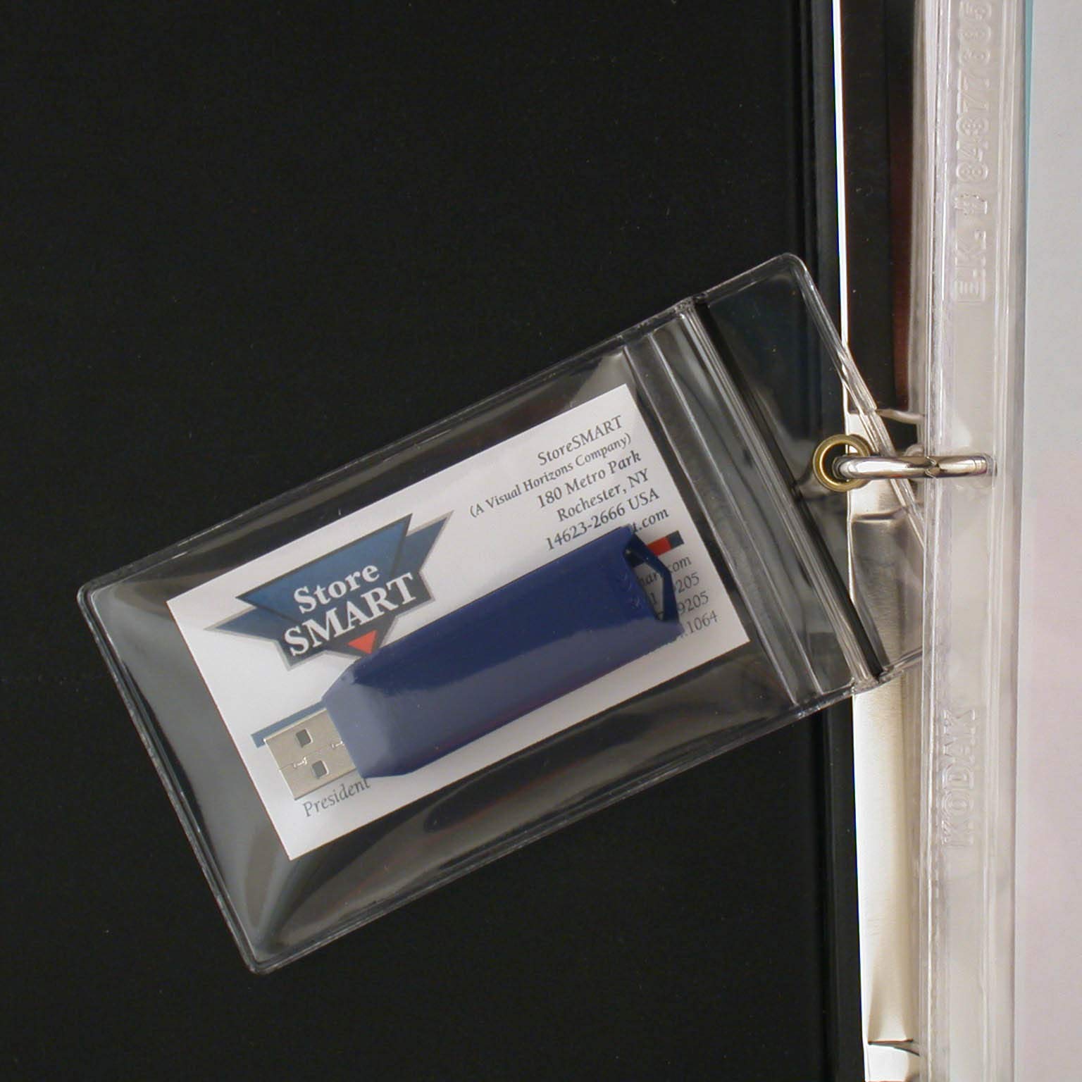 StoreSMART - USB Flash Drive/Memory Cards & Business Card Holders 100-Pack - Zip-Top and Hang Hole - Open Short Side (R3578ZIPS-FLASH-100)