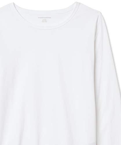 Amazon Essentials Women's Classic-Fit 100% Cotton Long-Sleeve Crewneck T-Shirt, White, Medium