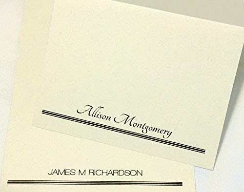 Personalized Note Cards w Matching Envelopes Printed with Full Name. Sets of 50 or 20. Folding cards, blank Inside. Beautiful quality. Optn'l Return Address Labels