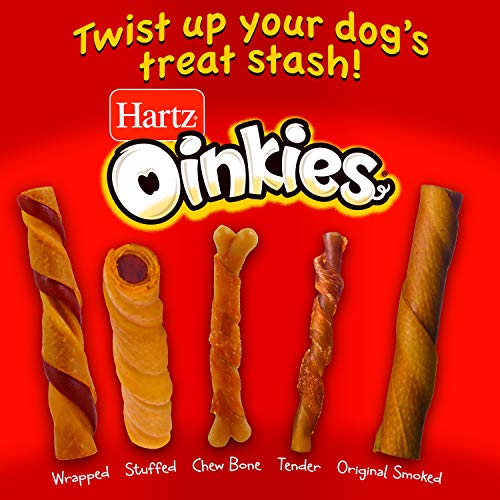 Hartz Oinkies Rawhide-Free Chicken-Wrapped Lasting Chew Bone Dog Treats, 12 Count, Highly Digestible, No Artificial Flavors or Colors