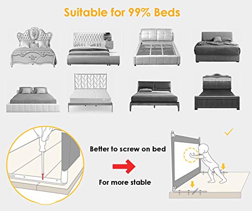 Mingfuxin Extra Long Safety Bed Rails for Toddlers, Vertical Lifting Foldable Bed Guardrail Crib Bed Rails Guard for Kids Twin, Double, Queen & King Size with Dual Lock- Single Side 70"