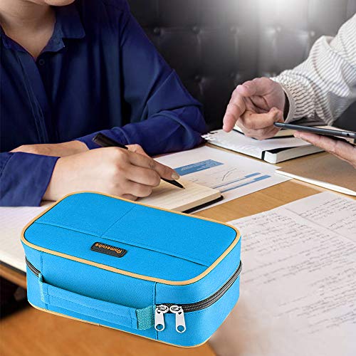 TTVALLEY Portable Pencil Case Large Capacity Pencil Pouch Pen Bag for Girl Boy Men Women (Blue)