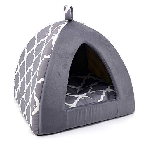 Pet Tent-Soft Bed for Dog and Cat by Best Pet Supplies - Gray Lattice, 16" x 16" x H:14"