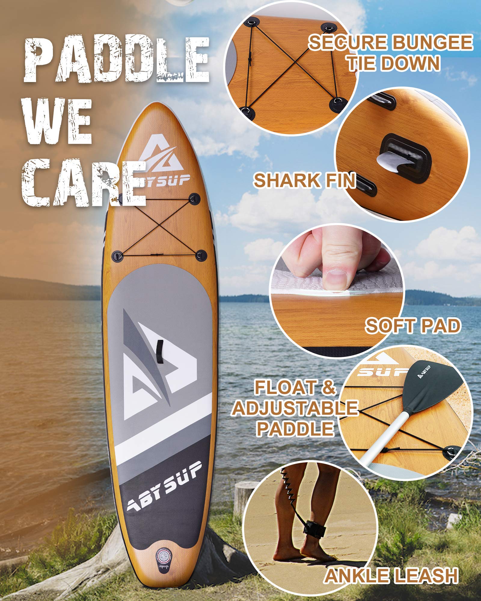 ABYSUP Paddle boards, SUP, Paddleboard with All Accessories & Carry Bag, 10'6" Inflatable Paddle Board, Non-Slip Deck SUP Paddle Board, Anti-Sink Paddl&Pump Included(Paddle Board)