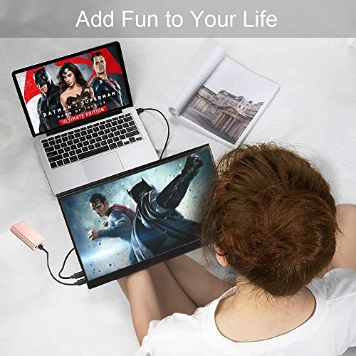 HONGO Portable Monitor Extremely Thin 15.6 Inch FHD 1080P Computer Gaming Dual Monitor USBC Display for Laptop PC Phone Xbox PS4 Switch, Smart Stand Included