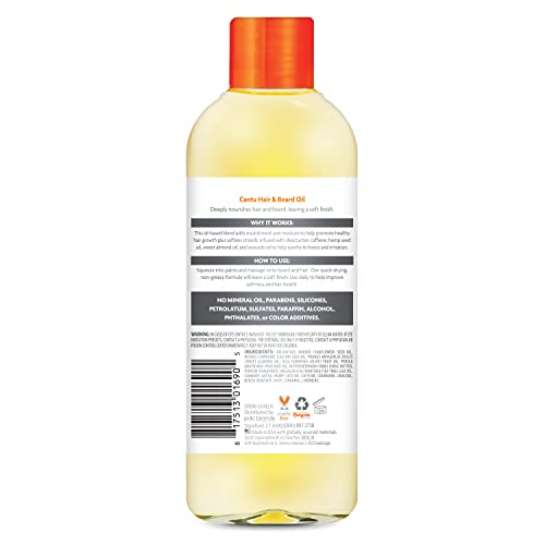 Cantu for Men Hair & Beard Oil, 3.4 fl oz (Packaging May Vary)