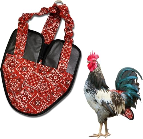 Hen Holster Bird Diaper Harness - Wrap Around for Hens, Roosters, Ducks & Geese, Leak-Proof Bird Diaper with Sewn-in Liner, Secure Hook & Loop Closure - S/M, Red Bandana