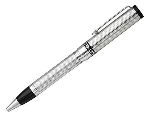 Xezo Tribune Solid 925 Sterling Silver Diamond-Cut Serialized Ballpoint Pen. Only 300 Pieces Made (Tribune 925 SS BP)