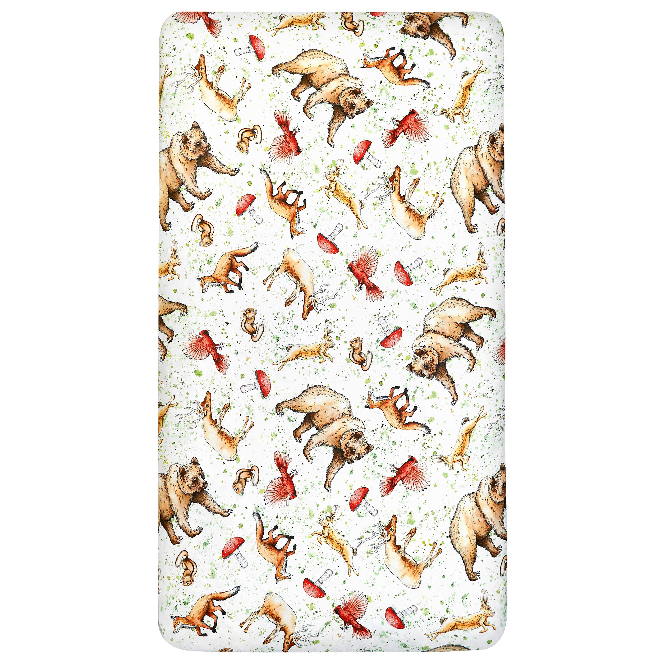 Woodland Animals Design Crib Sheet | Jersey Knit Cotton | Forest Creatures