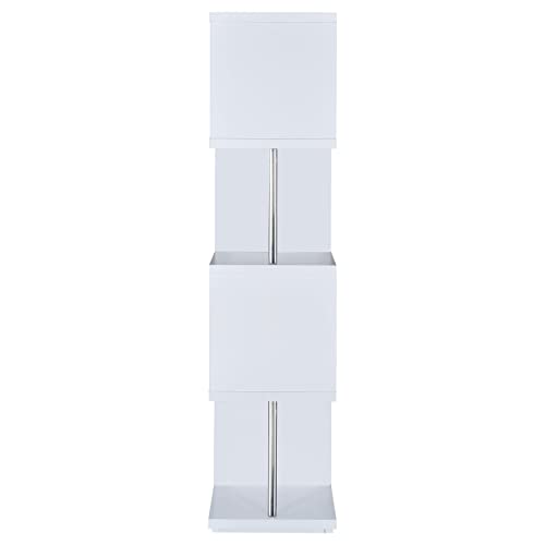 Coaster Home Furnishings Baxter 4-Shelf Bookcase White Chrome