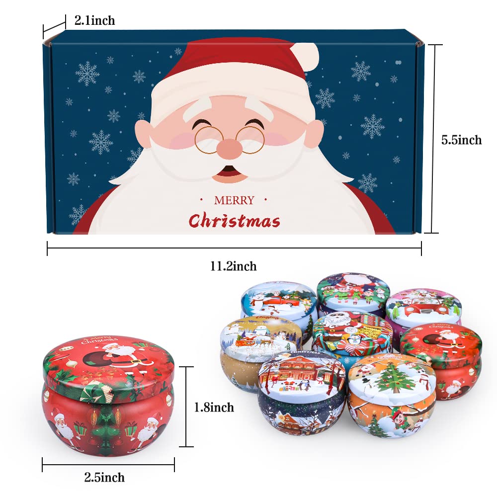 OFUN 8 Pack Christmas Scented Candles Gift Set, 2.5 oz Natural Soy Wax Xmas Aromatherapy Candle Set for Home Scented Decoration, Jar Candles Gifts for Christmas Presents