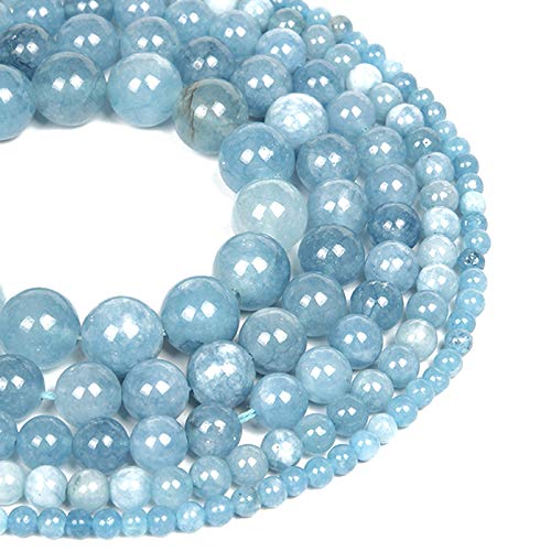 45pcs 8mm Blue Chalcedony Jades Natural Stone Beads for Jewelry Making,Energy Stone Healing Power,Enjoy DIY Fun
