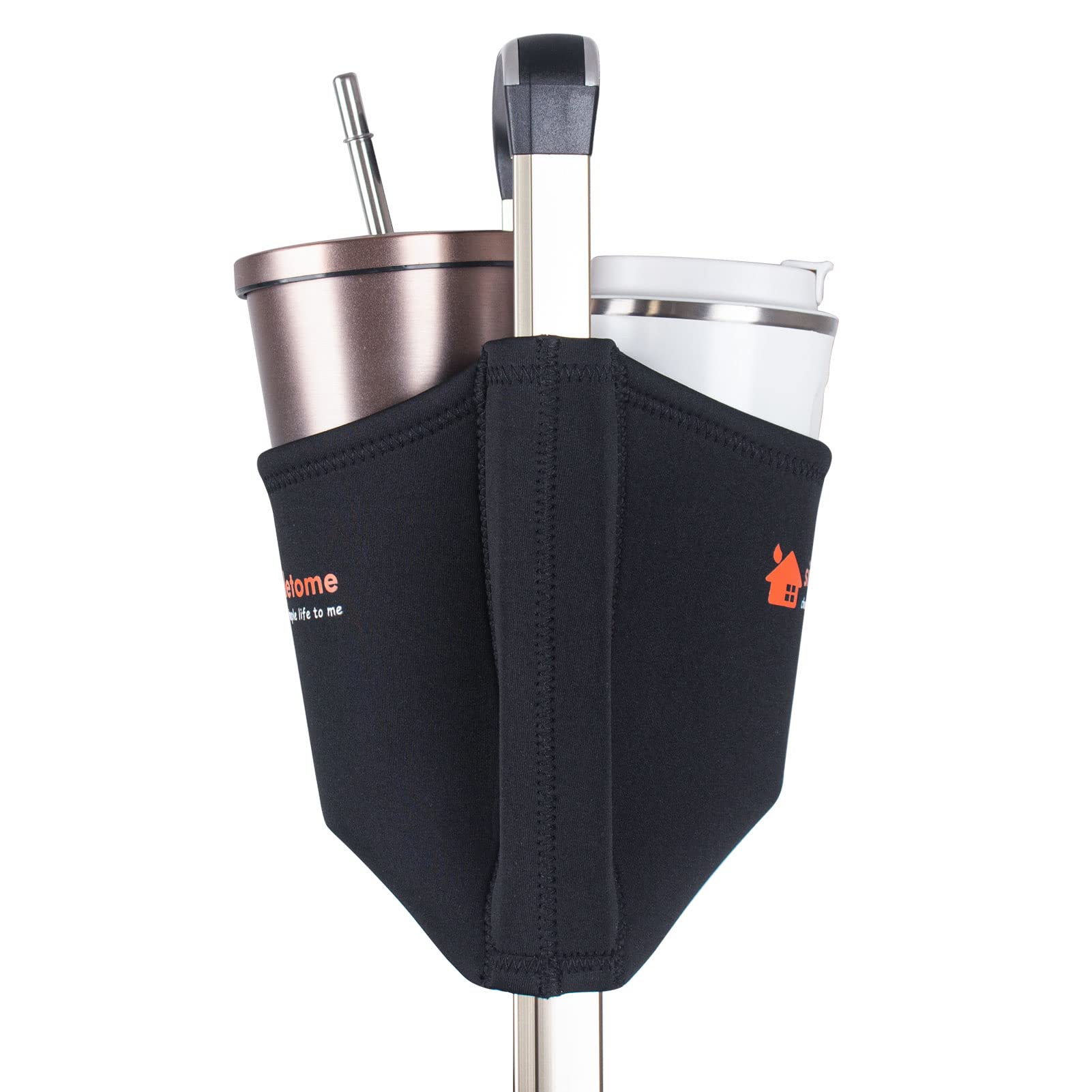 simpletome Luggage Cup Holder Hands-Free Travel Drink Caddy Bag Attachment Simple Style Elastic Materials Easy to Install and Remove(Black)