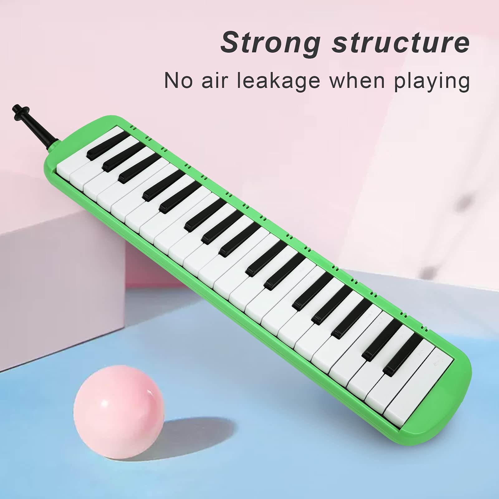 37 Keys Melodica Air Piano Keyboard Pianica Wind Musical Instrument for Beginner Professional Training(green)