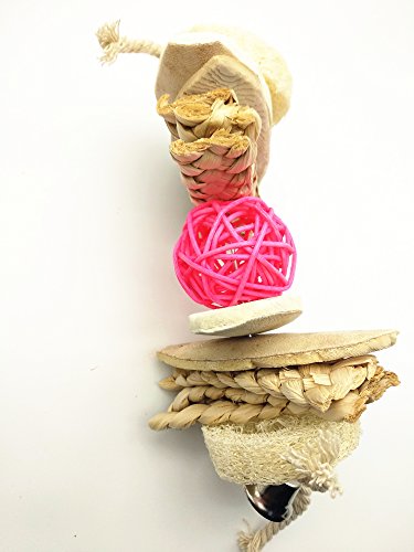Hypeety Bird Parrot Cuttlebone Toy Bird Chew Toy Colorful Rattan Ball Toy Safe and Fun for African Grey, Amazon Conure Cockatoo Macaw Cockatiel